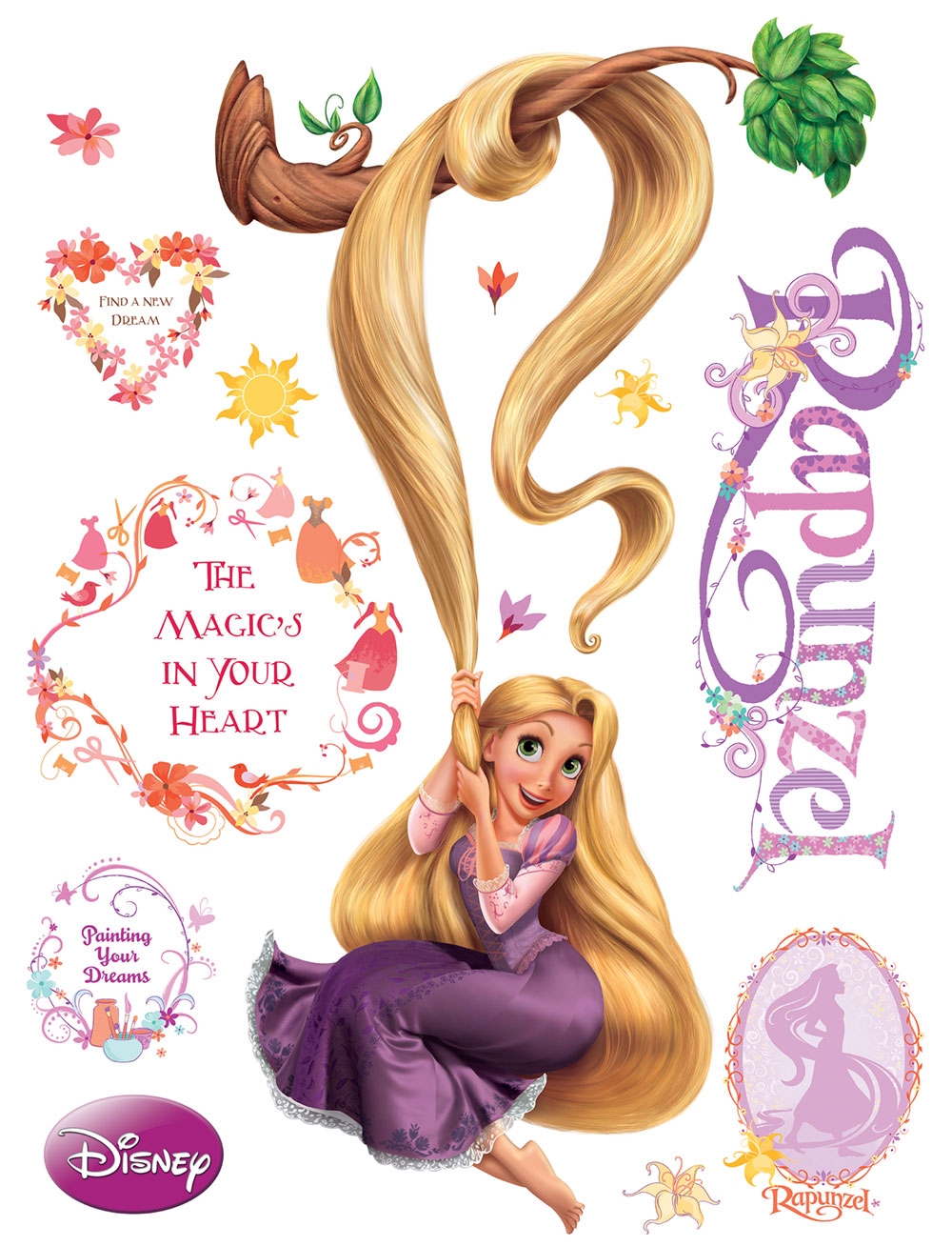 Samolepka na zeď DK 853, Disney Locika na stromě, AG Design