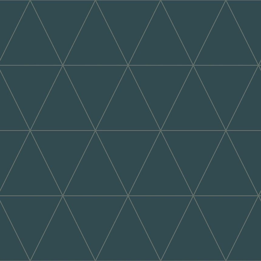 Modrá vliesová tapeta, metalické obrysy trojúhelníků 347715, City Chic ...