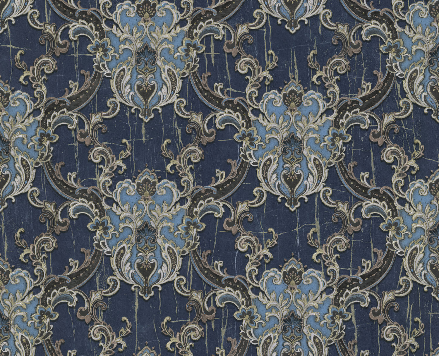 Luxusní modro-zlatá vliesová tapeta, zámecké ornamenty, 86065, Valentin Yudashkin 5, Emiliana ...