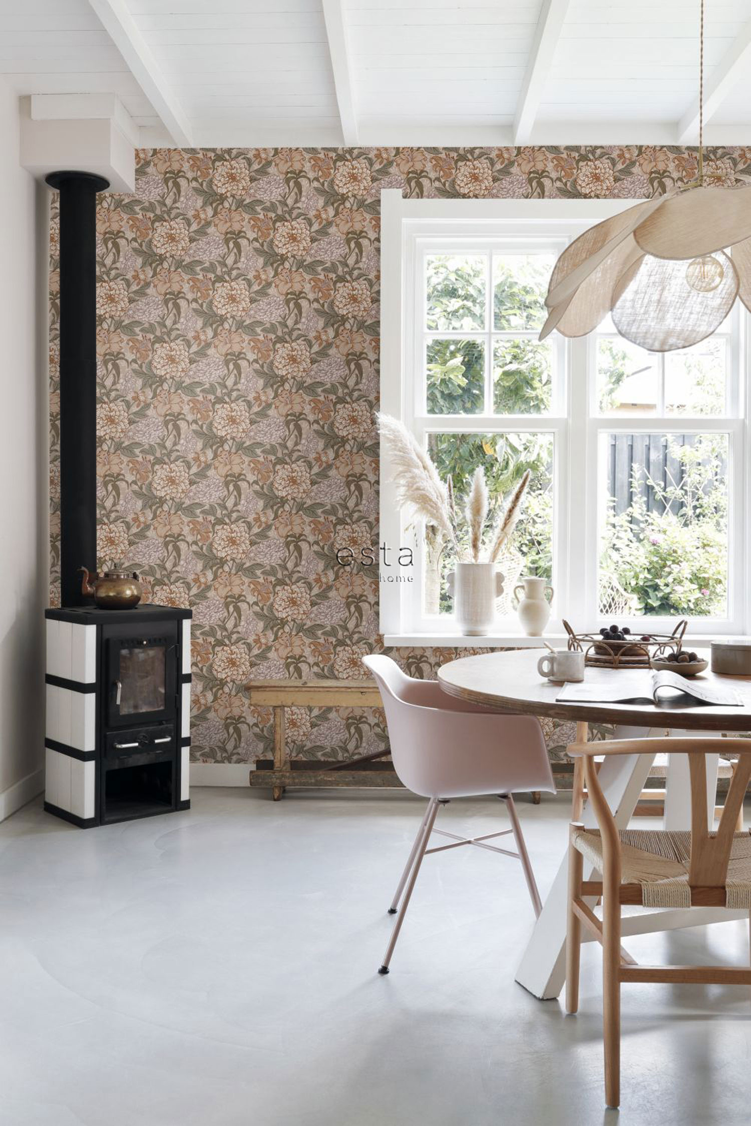 Béžová vliesová květinová tapeta na zeď, 139380, Vintage Flowers, Esta ...